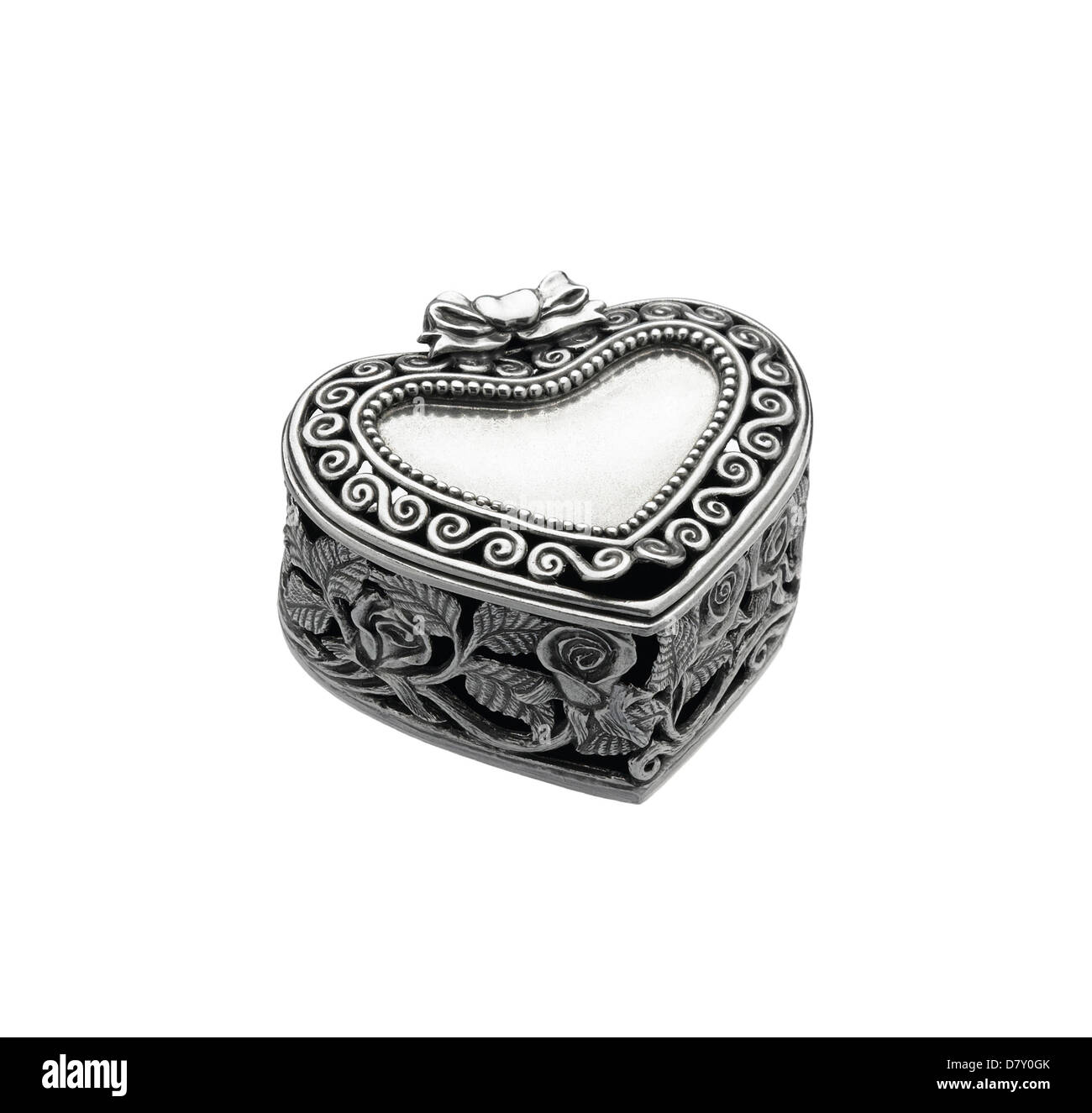 Heart shape pewter jewelry box Stock Photo - Alamy