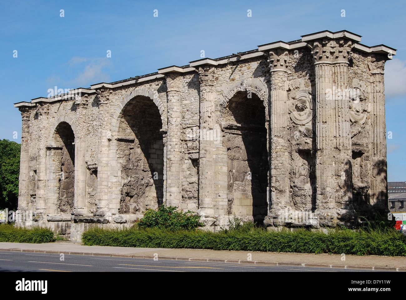 Porte Mars, an ancient Roman triumphal arch in Reims, France Stock ...