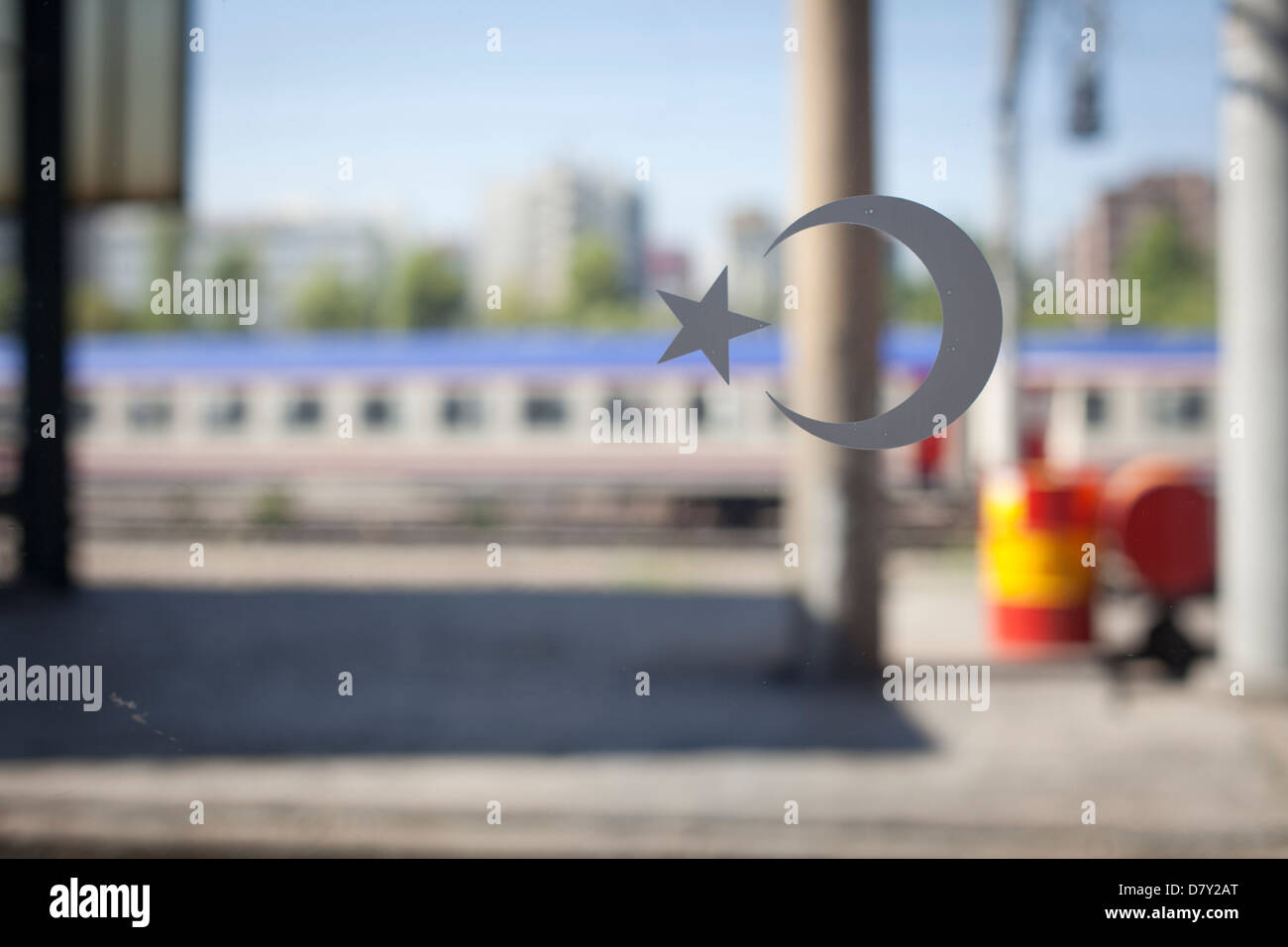Turkish emblem on the window of a train Stock Photo - Alamy