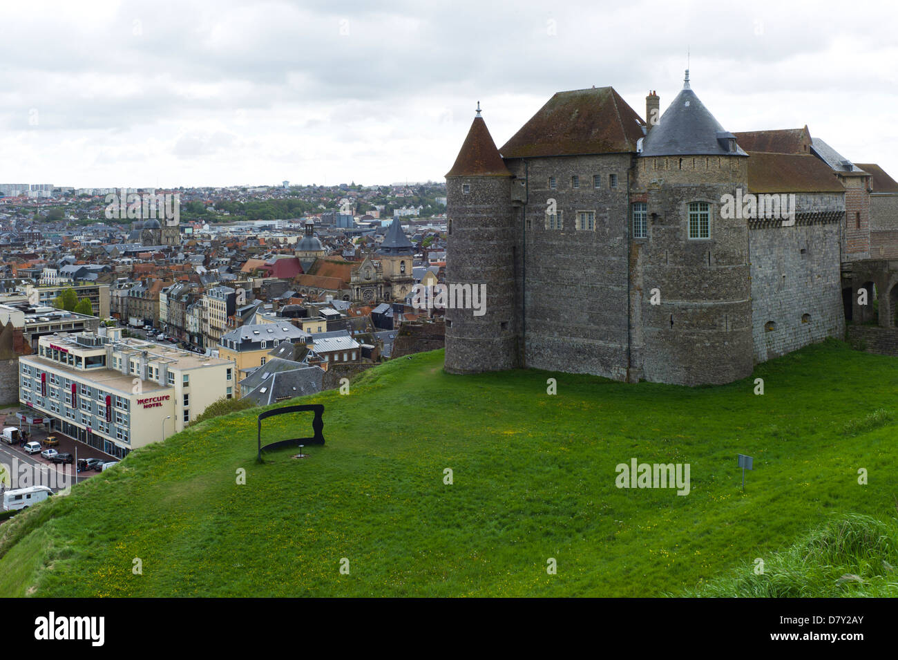 Dieppe museum and chateau overlooking town, Normandy, France Stock ...