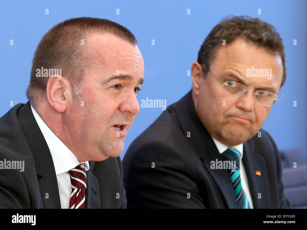 German Interior Minister Hans-Peter Friedrich (R) and Chairman of the ...