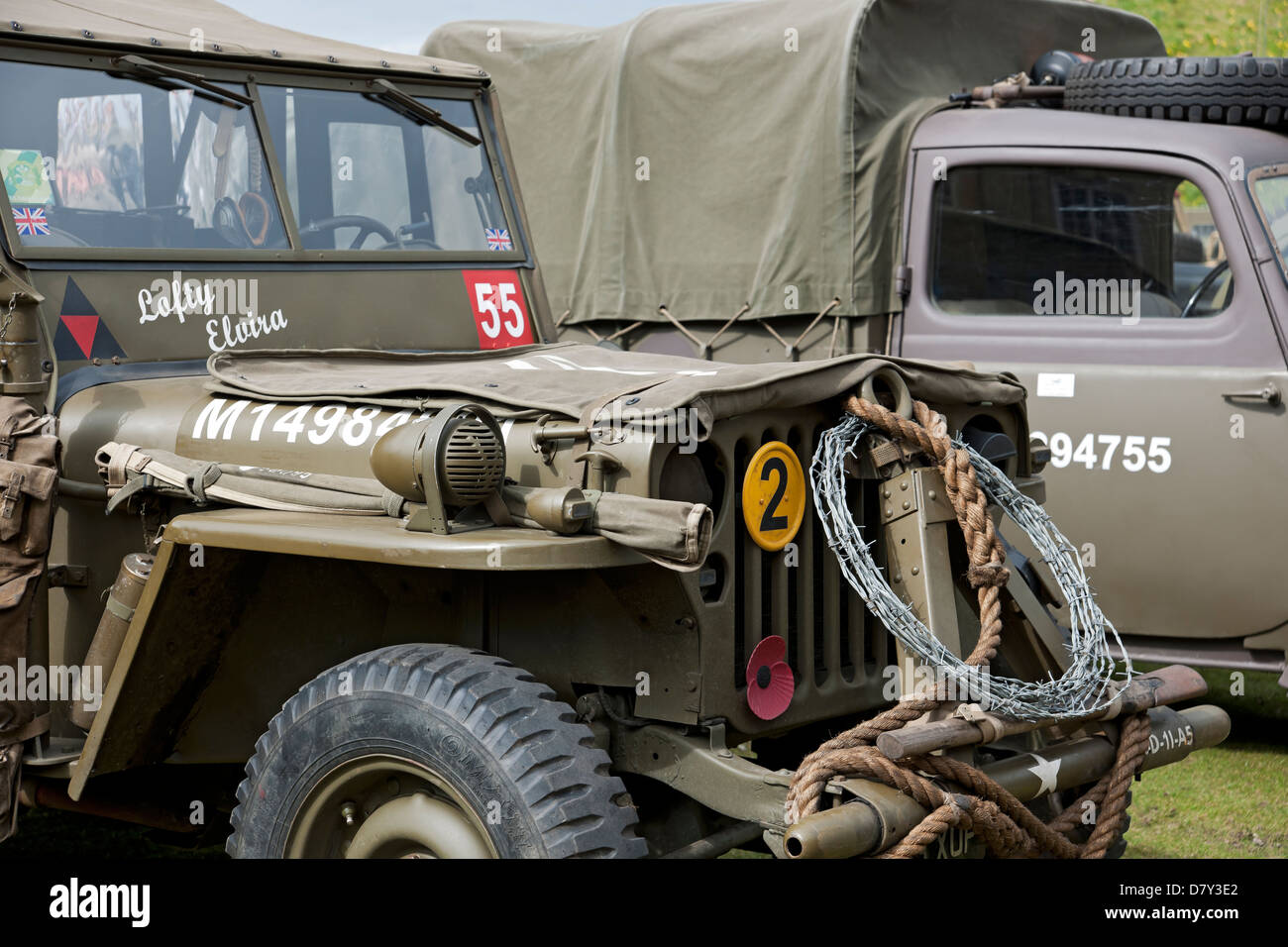Close up of old vintage Military Vehicles at Vehicle Rally York North ...