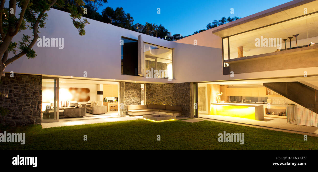 Backyard of modern house Stock Photo - Alamy