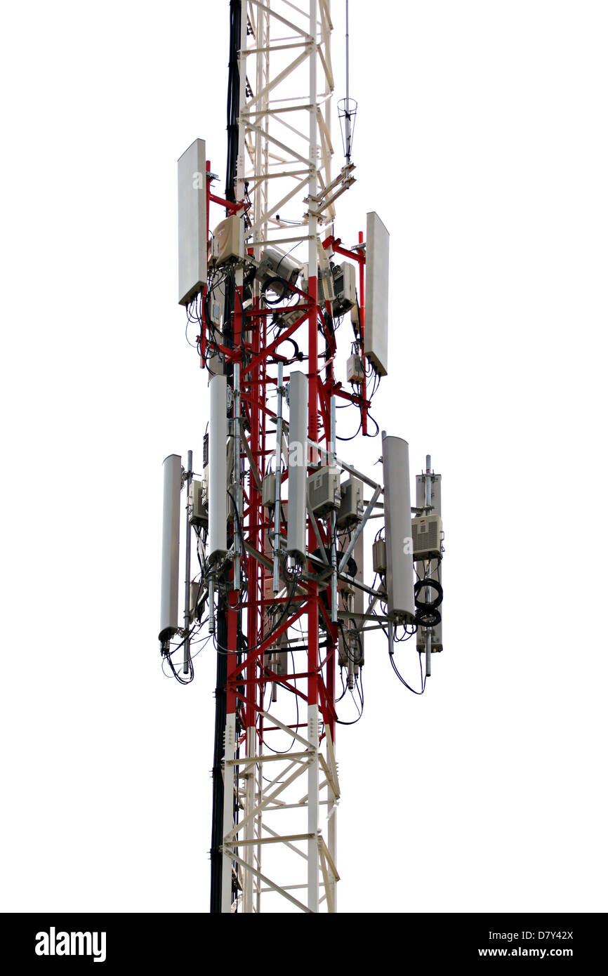 Antenna array phone signal serving on The white background Stock Photo - Alamy