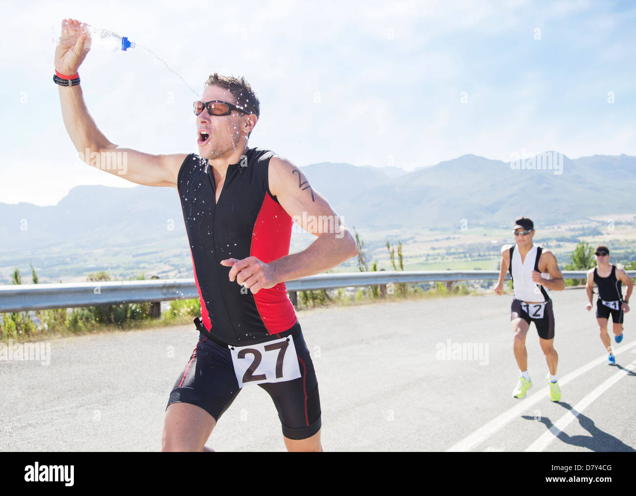 Man spraying himself hi-res stock photography and images - Alamy