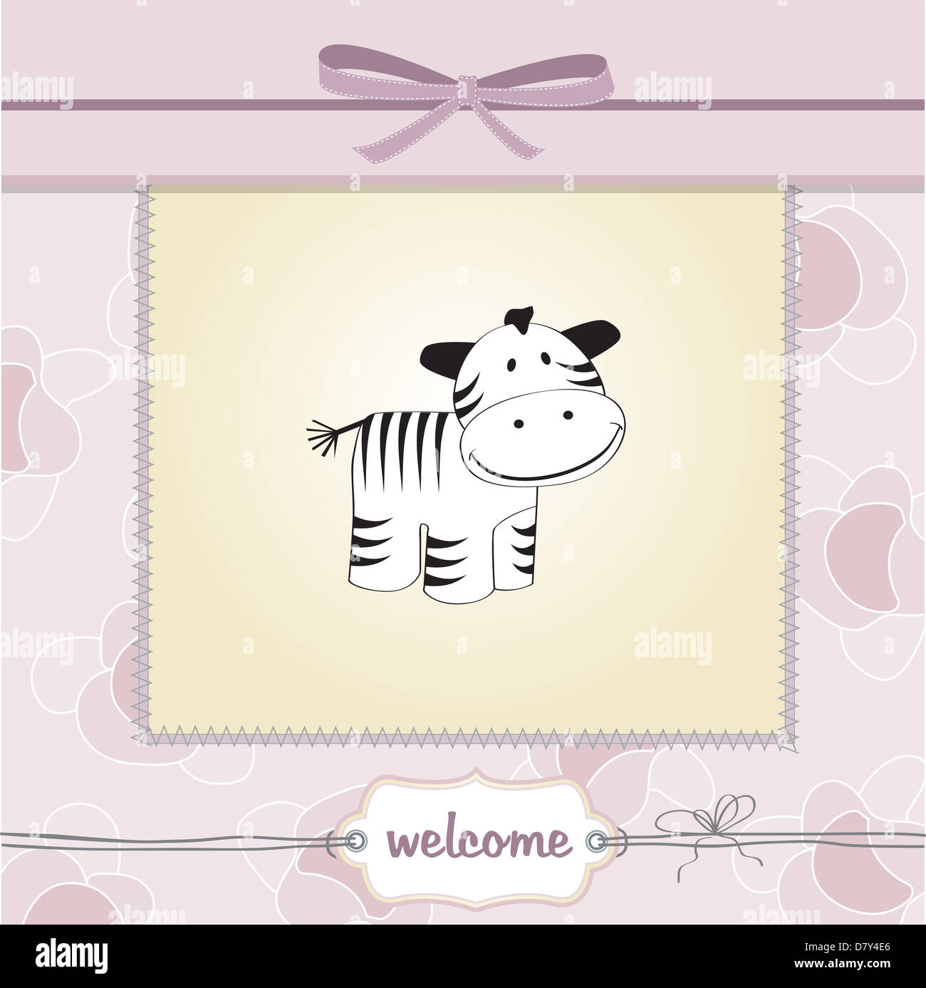 cute baby shower card with zebra, vector illustration Stock Photo - Alamy