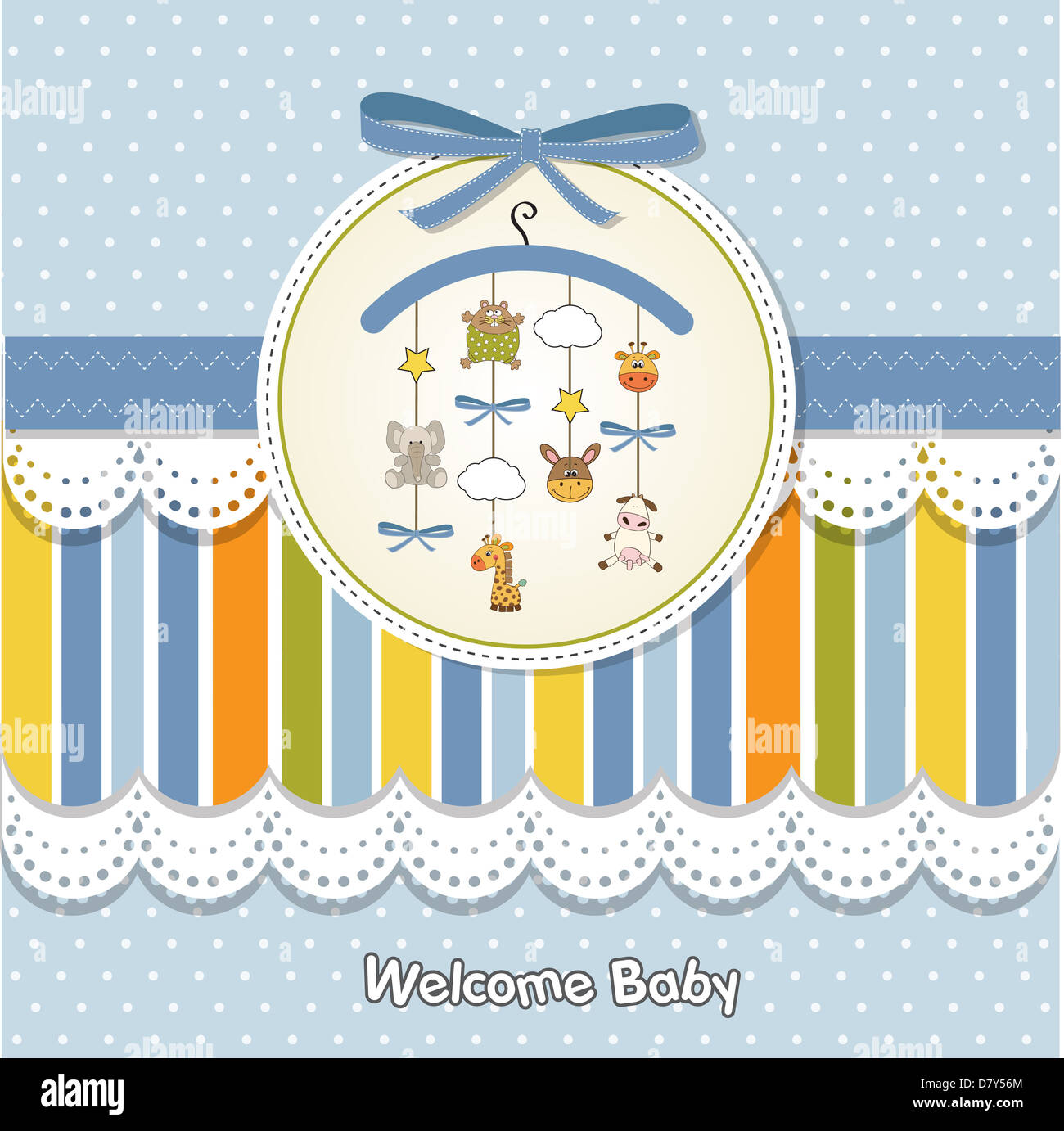 welcome baby announcement card, vector illustration Stock Photo - Alamy
