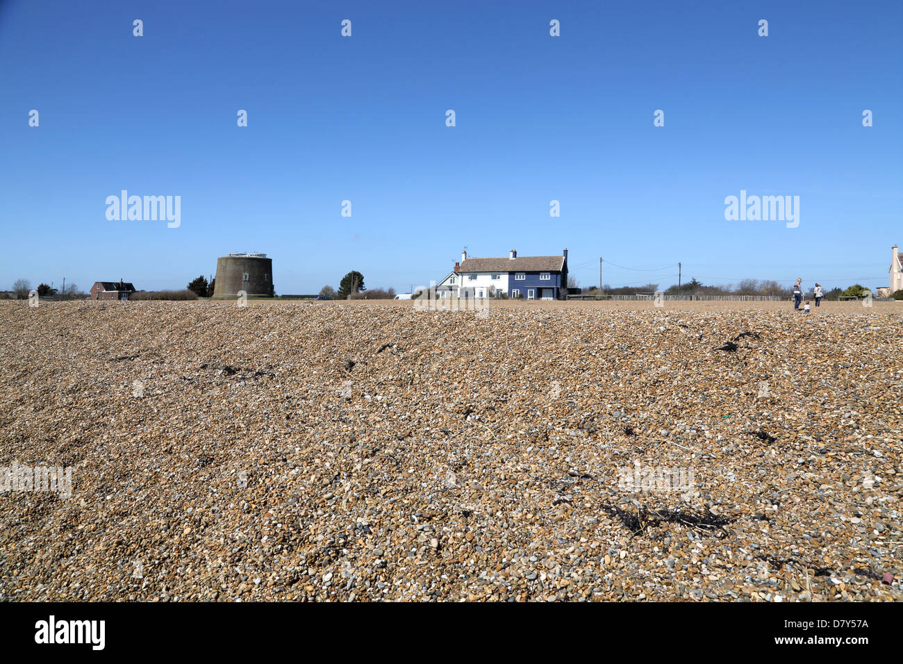 martello tower at shingle street on the suffolk coast in east anglia ...