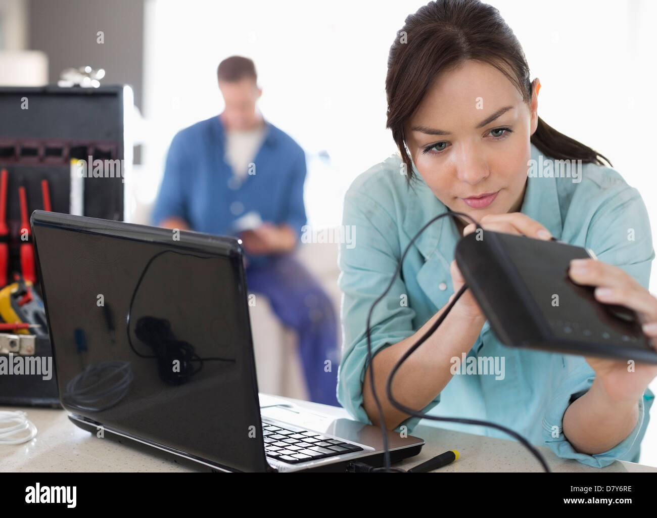 Electrician working on plug hi-res stock photography and images - Alamy