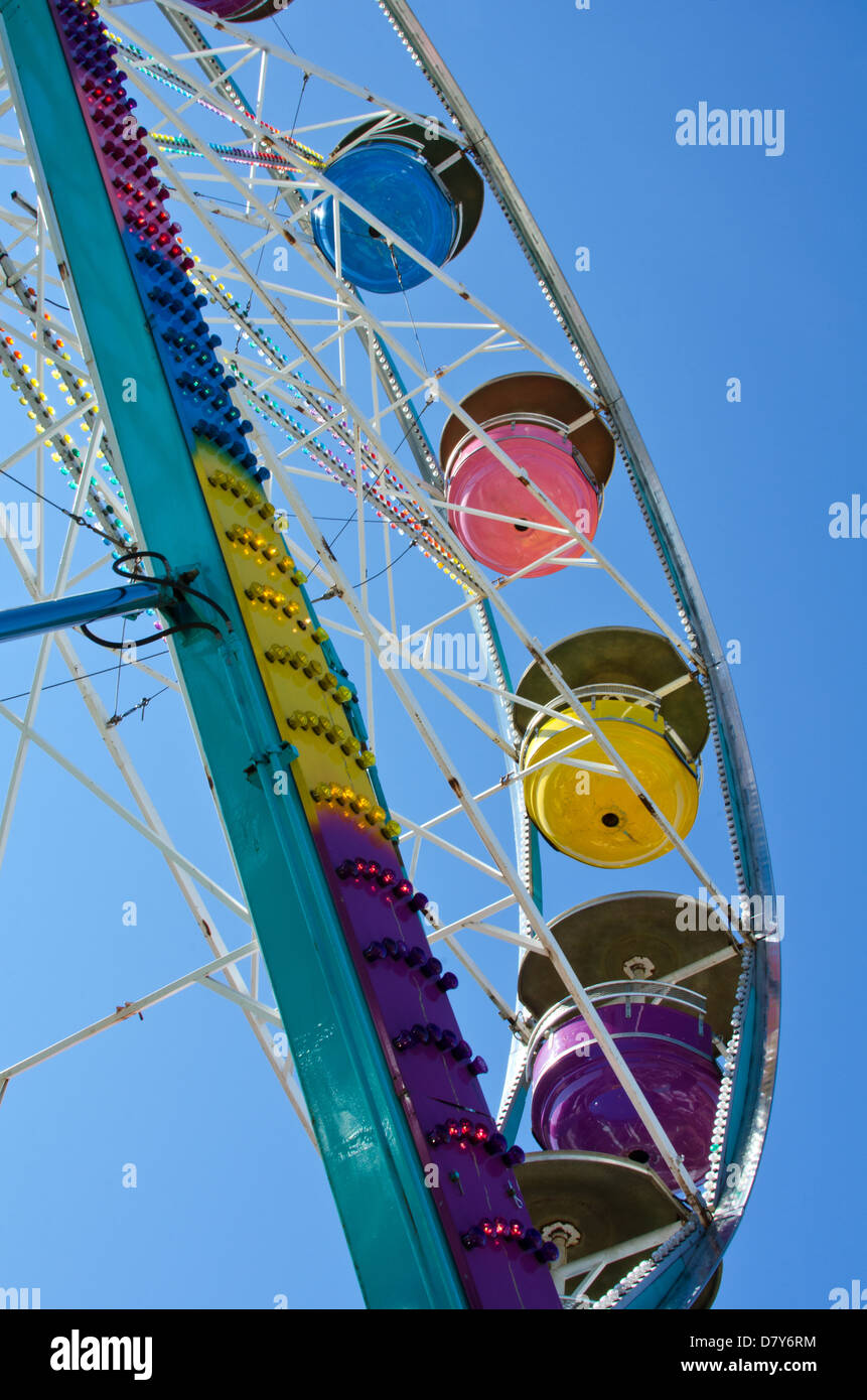 View of a ferris wheel looking up at the gondolas Stock Photo - Alamy
