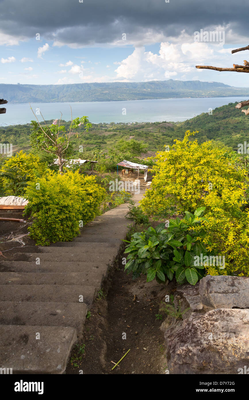 View over Lake Taal from the Top of the Volcano Taal in the Philippines ...