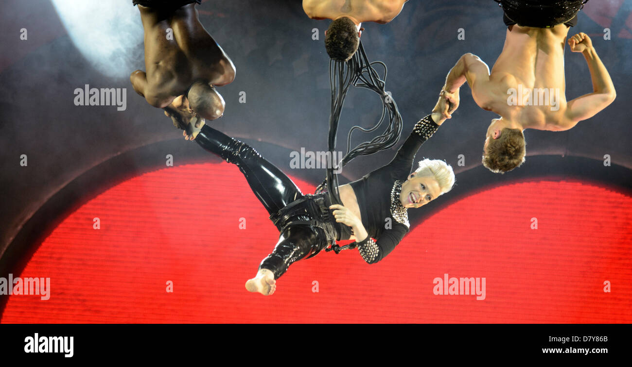 US pop singer Pink performs during her show in Prague, Czech Republic ...