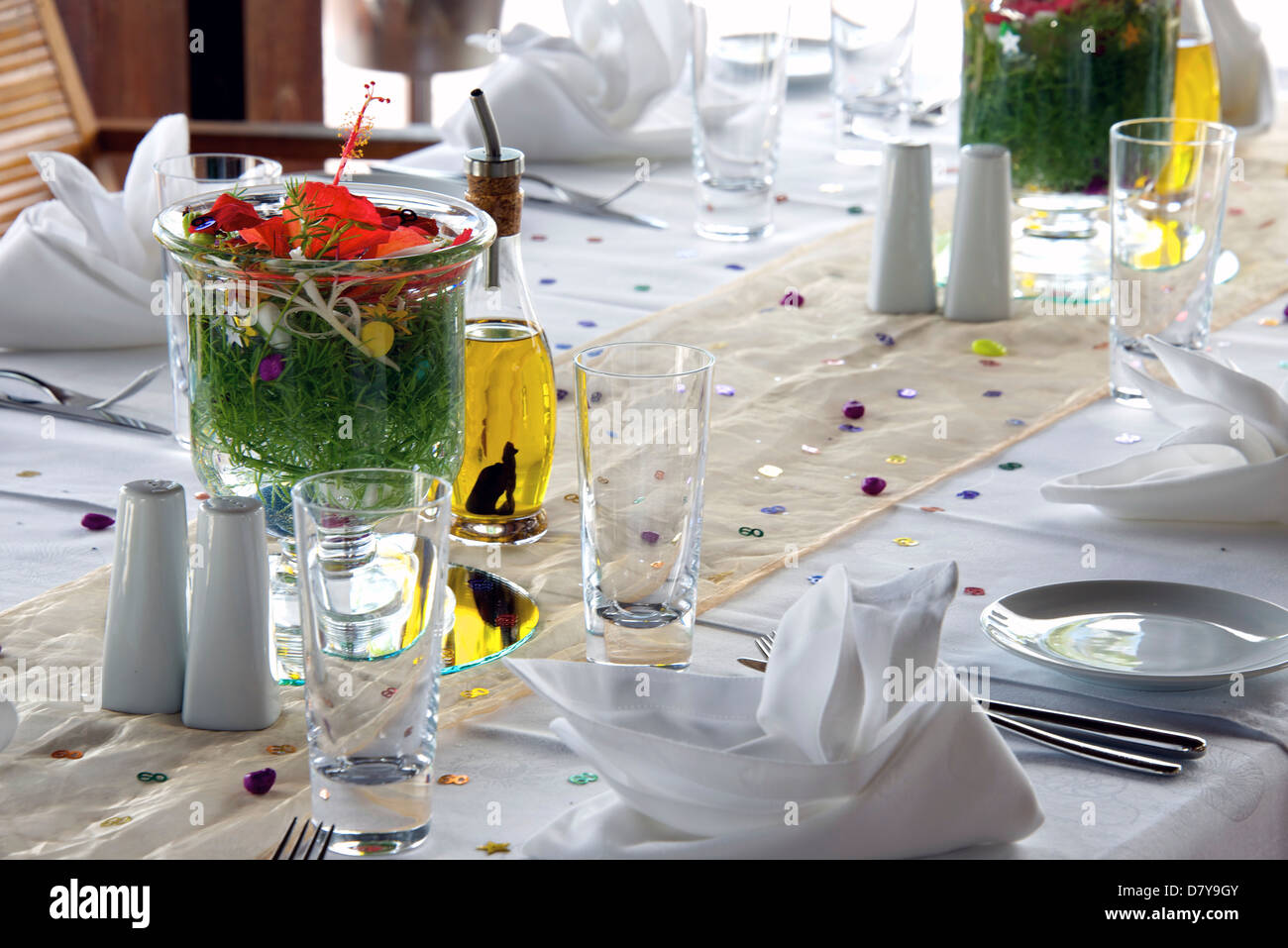 Part of a restaurant table, ready to invite somebody Stock Photo - Alamy