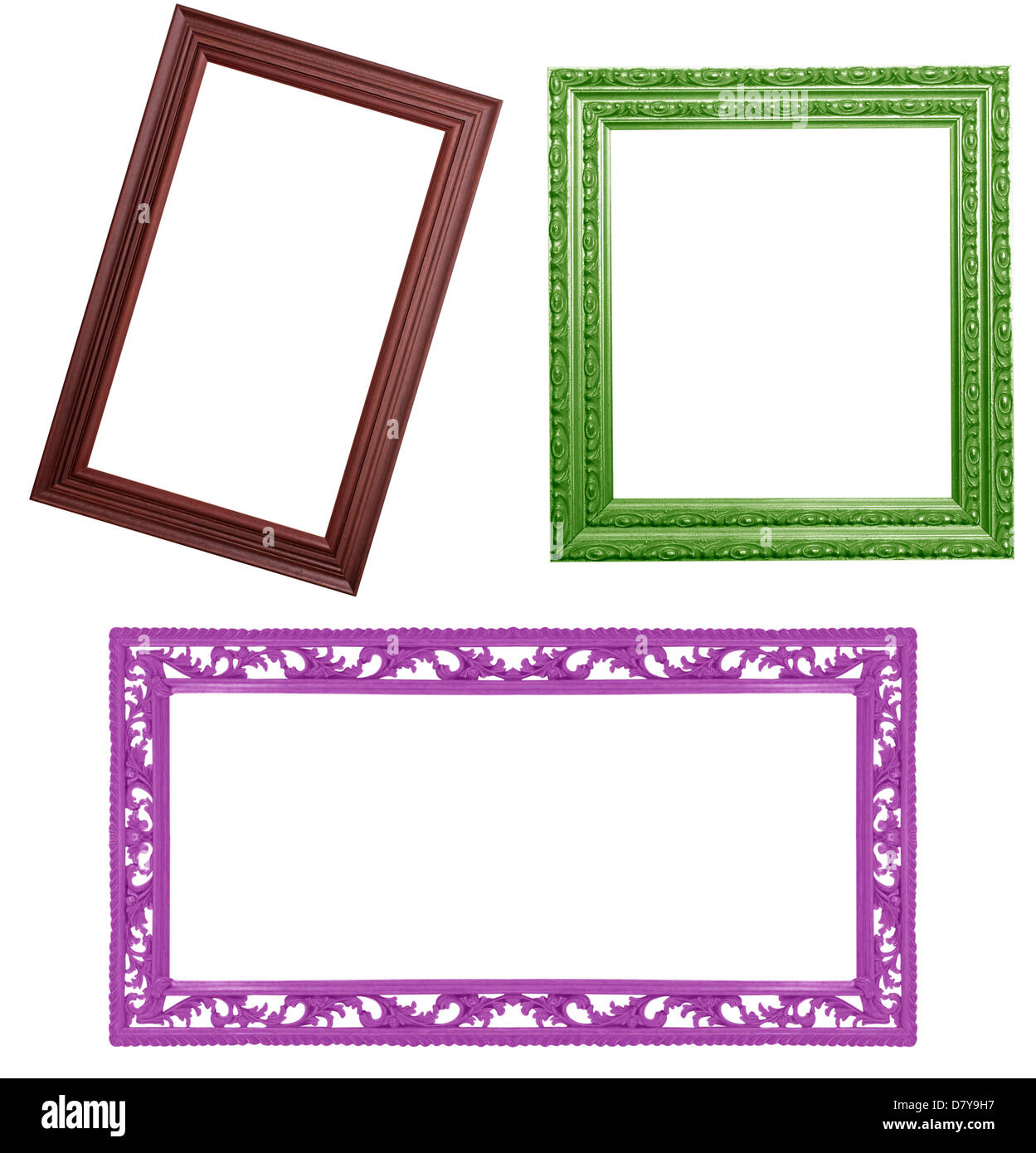 Old colorful antique frame isolated white background Stock Photo - Alamy