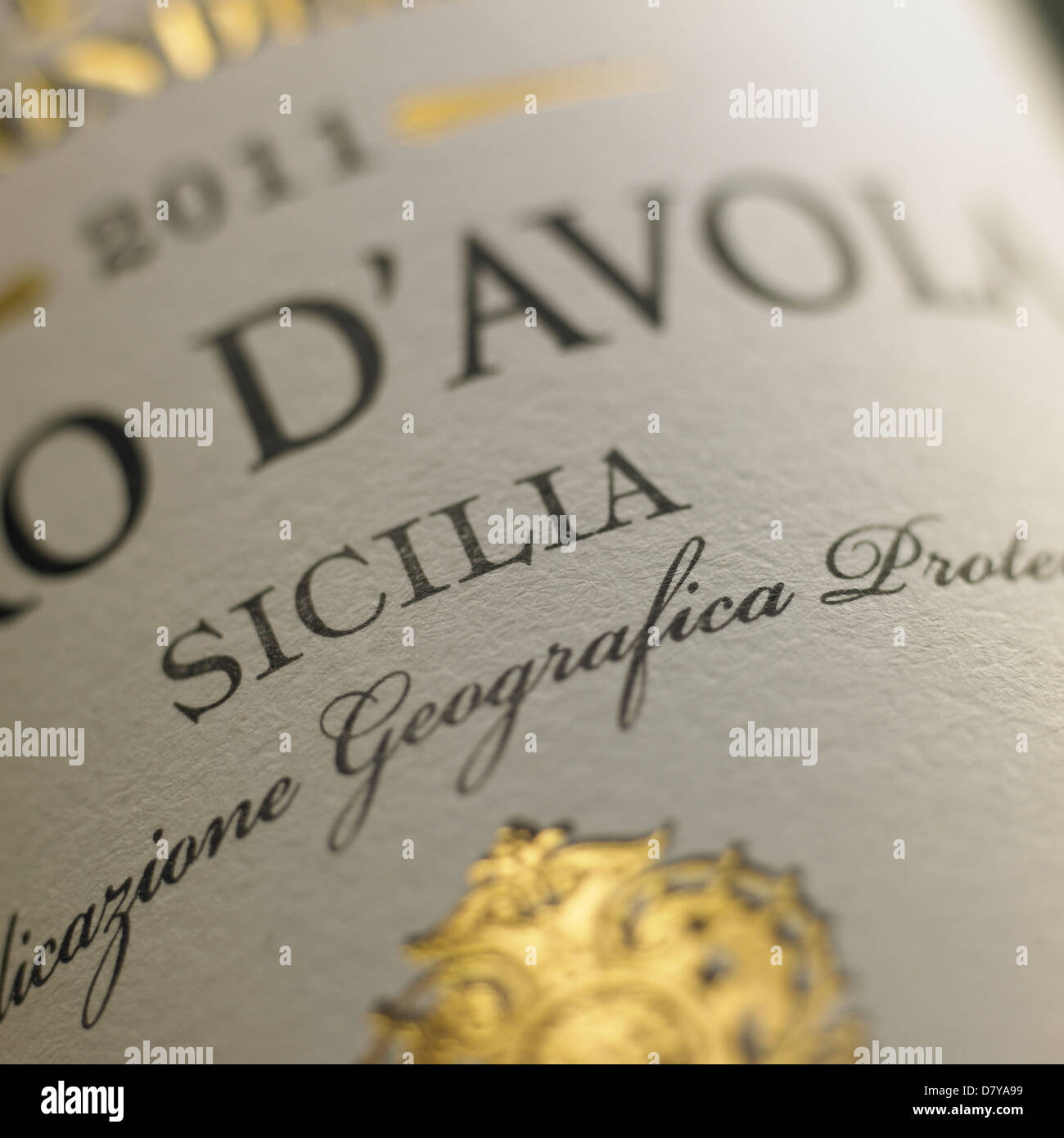 Toretta Nero d’Avola Sicilian wine bottle label Stock Photo - Alamy