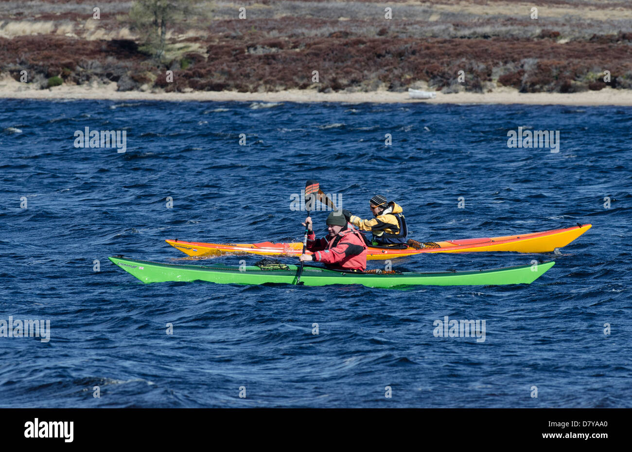 canoeists lochindorb estate cairngorms national park highlands scotland ...