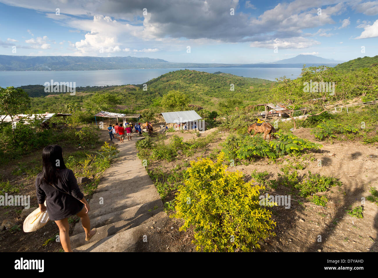 View over Lake Taal from the Top of the Volcano Taal in the Philippines ...