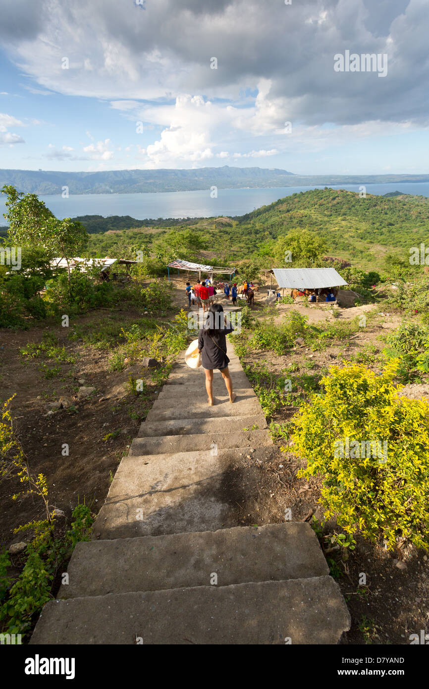 View over Lake Taal from the Top of the Volcano Taal in the Philippines ...
