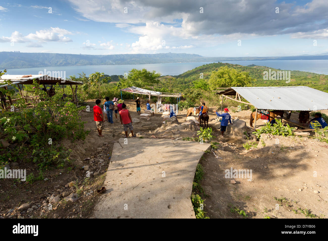 View over Lake Taal from the Top of the Volcano Taal in the Philippines ...