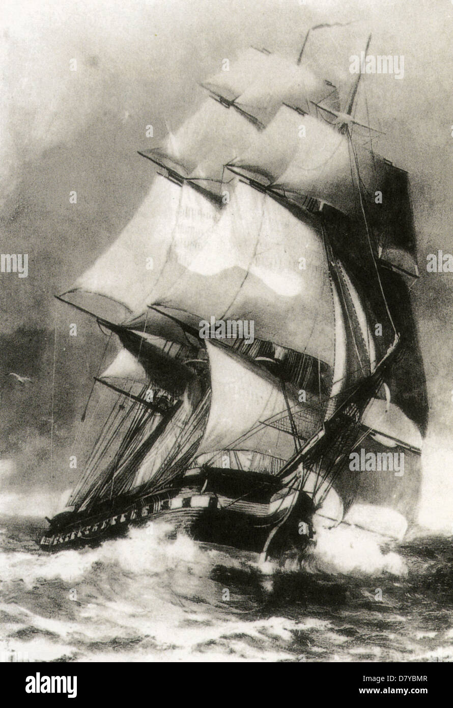 USS CONSTITUTION heavy frigate of 44 guns launched from Boston in 1797 ...