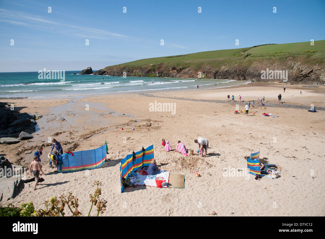 Trevone Beach North Cornwall England UK Stock Photo - Alamy