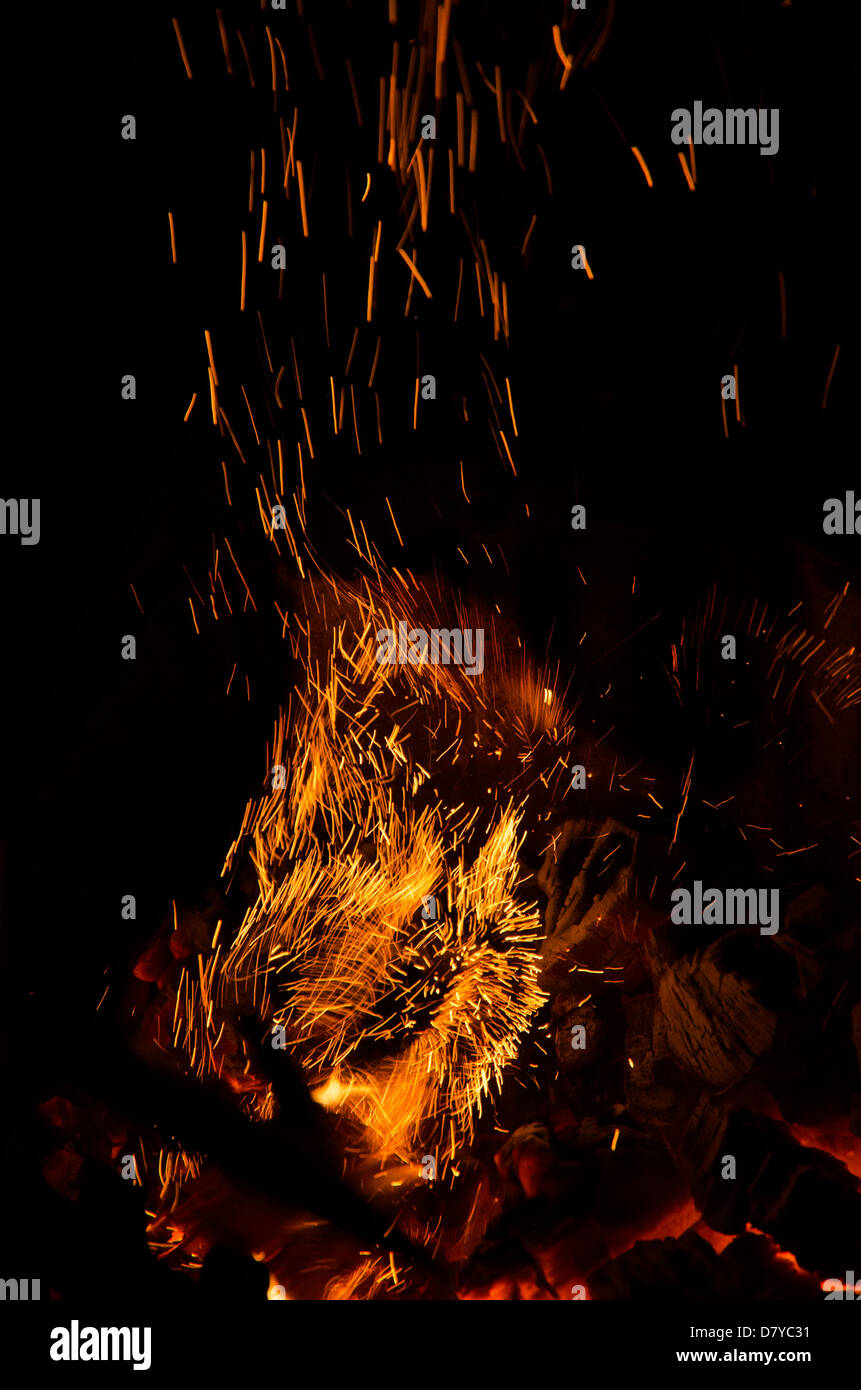 impression fire flames sparks open orange red flaring Stock Photo - Alamy