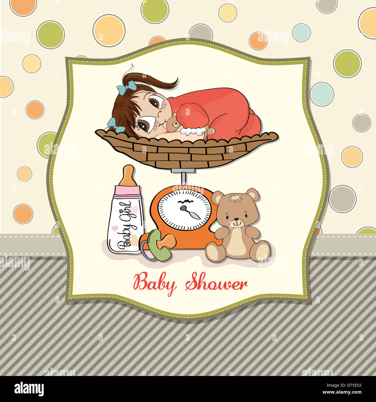 baby girl on on weighing scale, vector illustration Stock Photo - Alamy