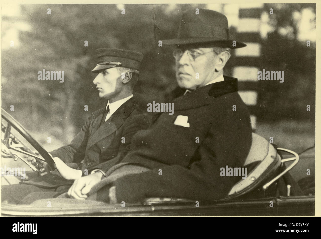 A portrait of President Woodrow Wilson with his chauffeur, George ...