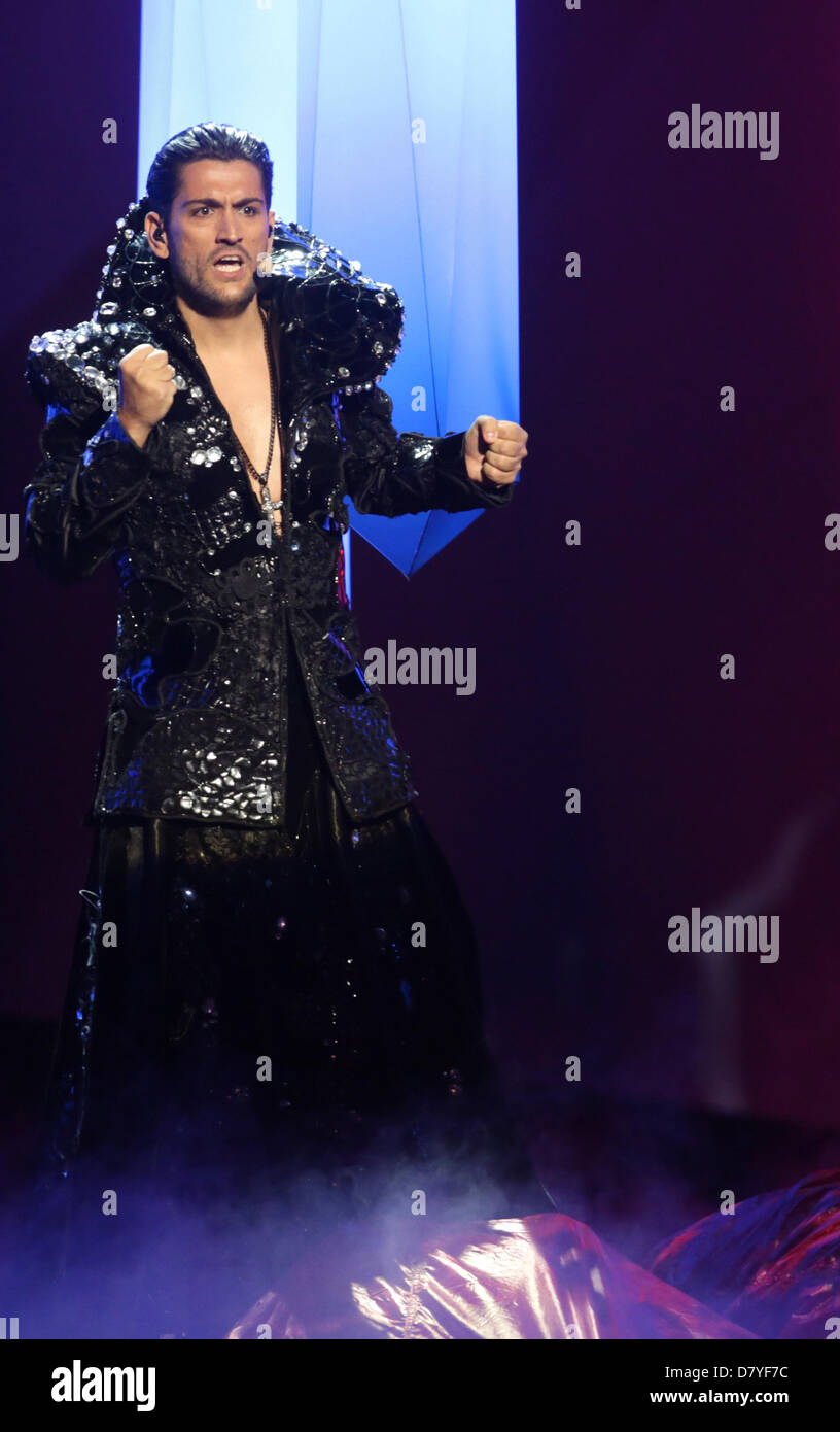 Singer Cezar representing Romania performing during the dress rehearsal ...