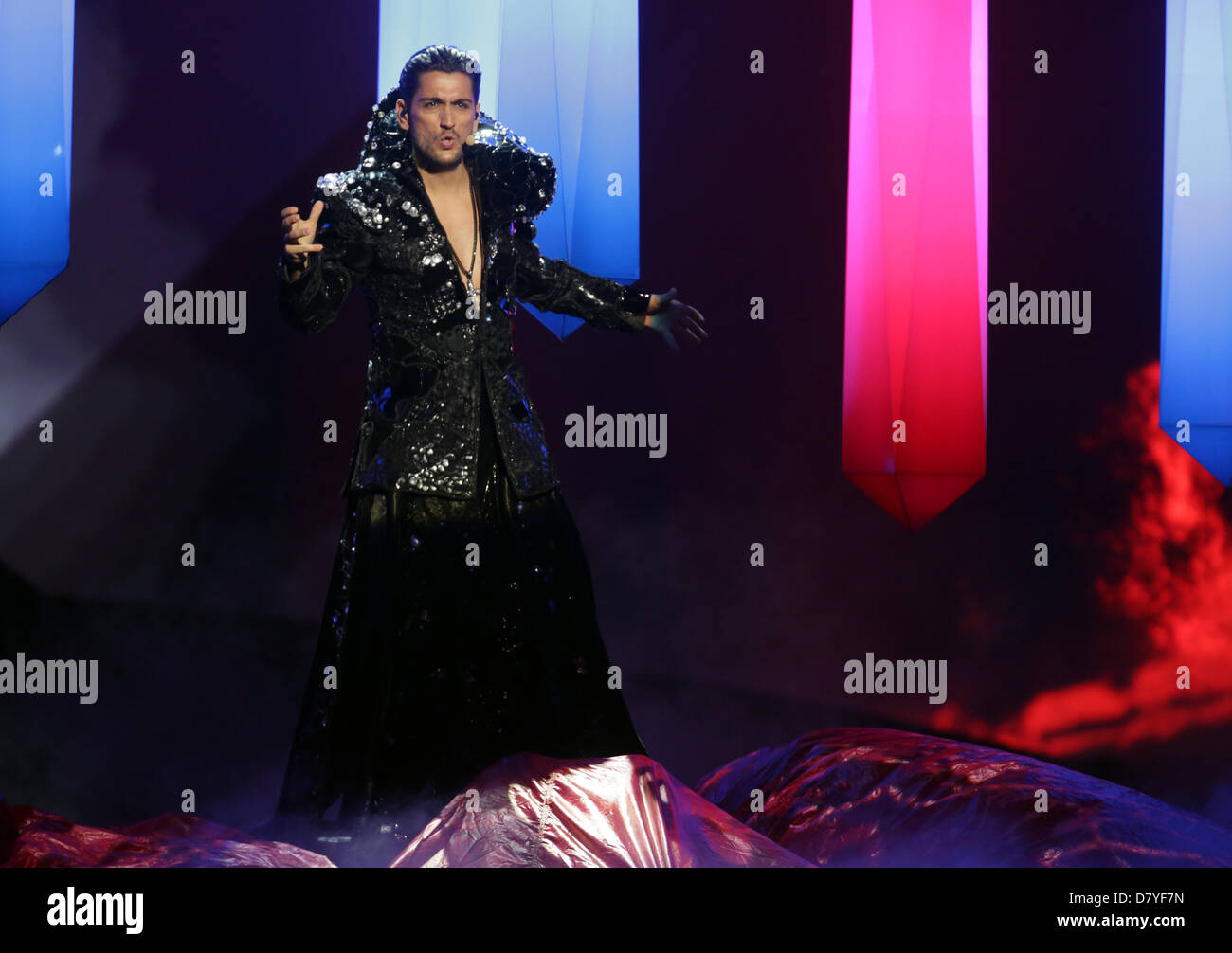 Singer Cezar representing Romania performing during the dress rehearsal ...