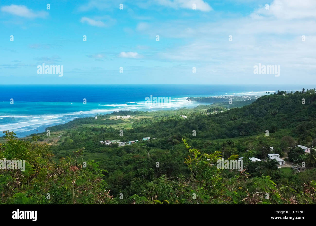 View of Atlantic Ocean from St John Parish Church in Barbados, West ...