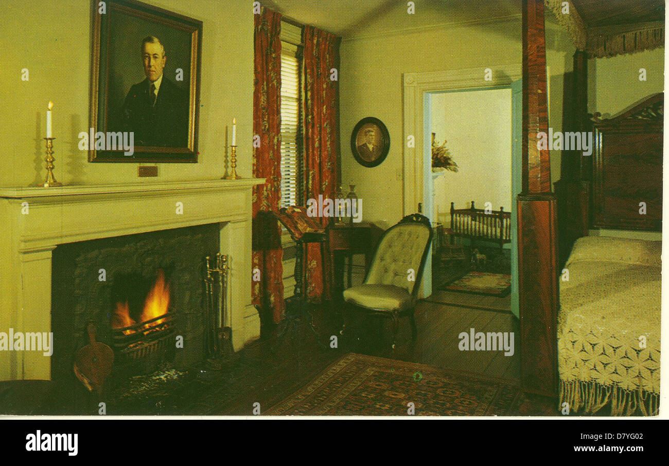 The birth room of President Woodrow Wilson, preserved as a historical ...