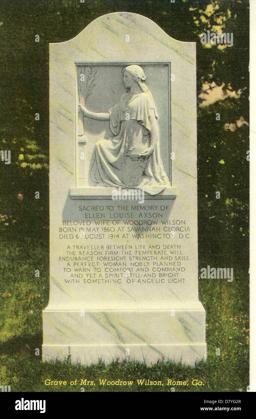 The gravestone of Ellen Axson Wilson, the first wife of President ...