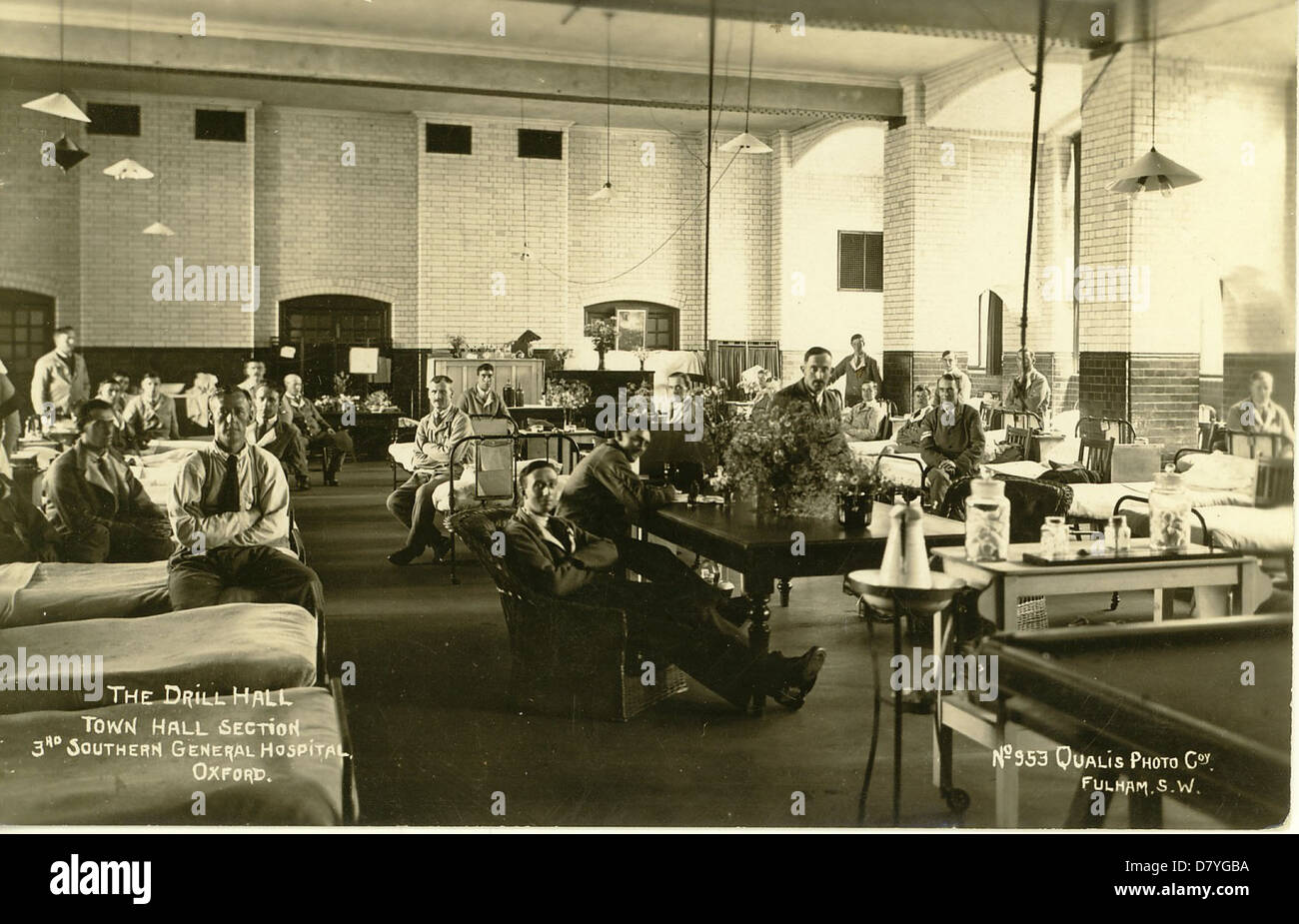 A photograph of the Drill Hall in Oxford, England, during World War I ...