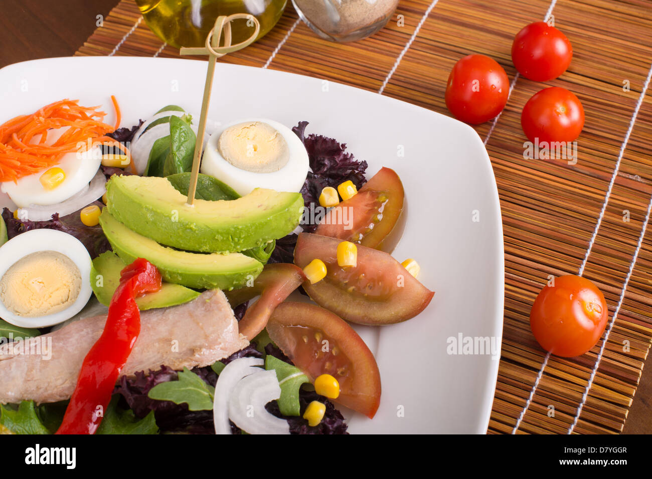 Portion of freshly made Mediterranean salad Stock Photo - Alamy