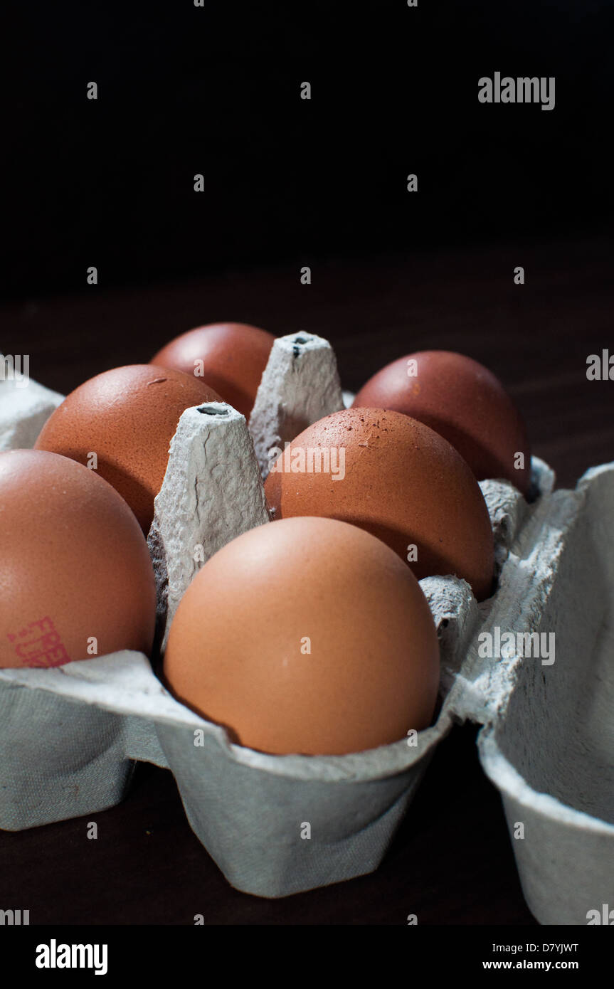 Six Eggs in Box Stock Photo - Alamy