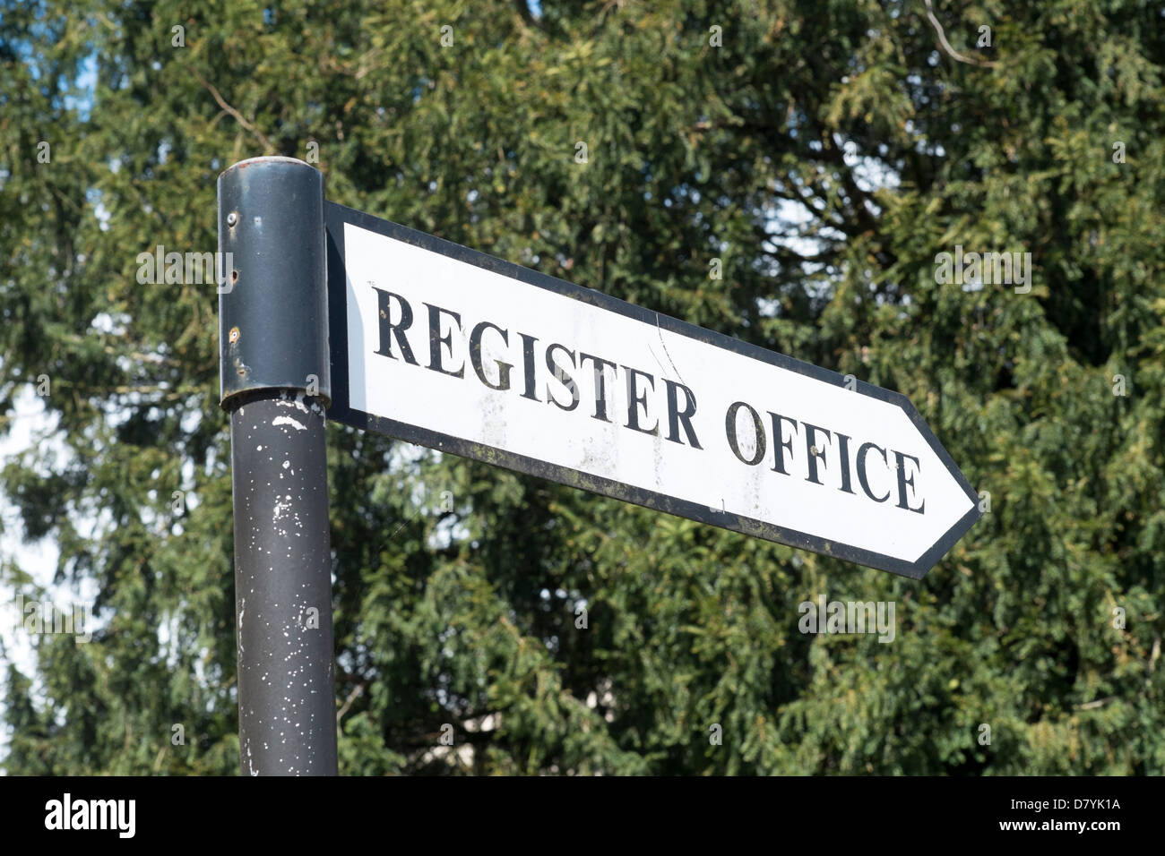 Register Office finger post sign Stock Photo - Alamy