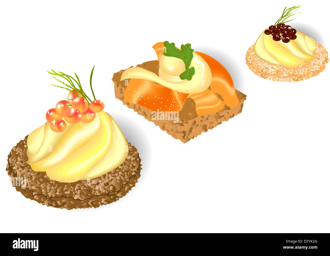 three canape isolated on the white background Stock Photo - Alamy