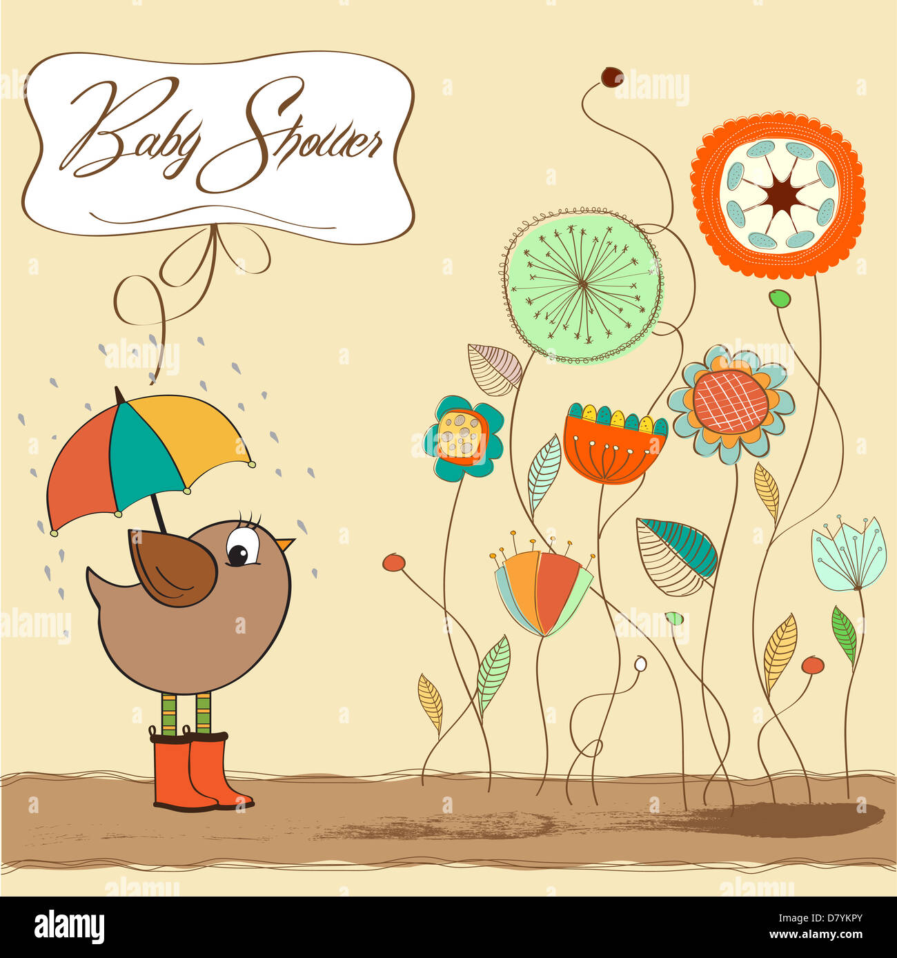 new baby announcement card, with bird Stock Photo - Alamy