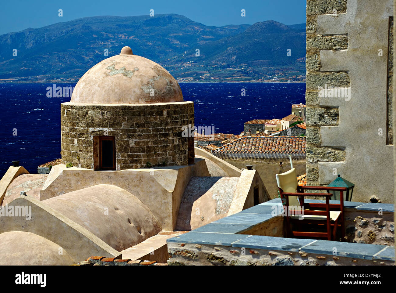 Monemvasia is a powerful medieval fortress town in Greece located on a ...