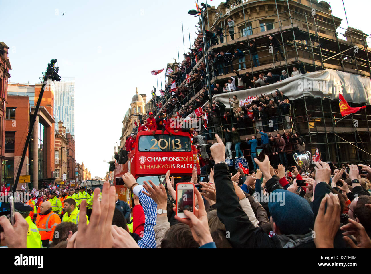 Parade deansgate scaffolding supporters hi-res stock photography and ...