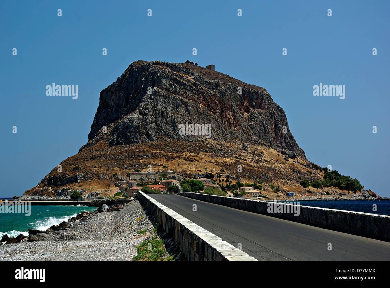Monemvasia is a powerful medieval fortress town in Greece located on a ...