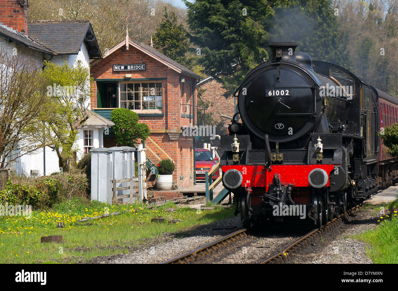 Steam Train departing with passenger service on heritage line Stock ...