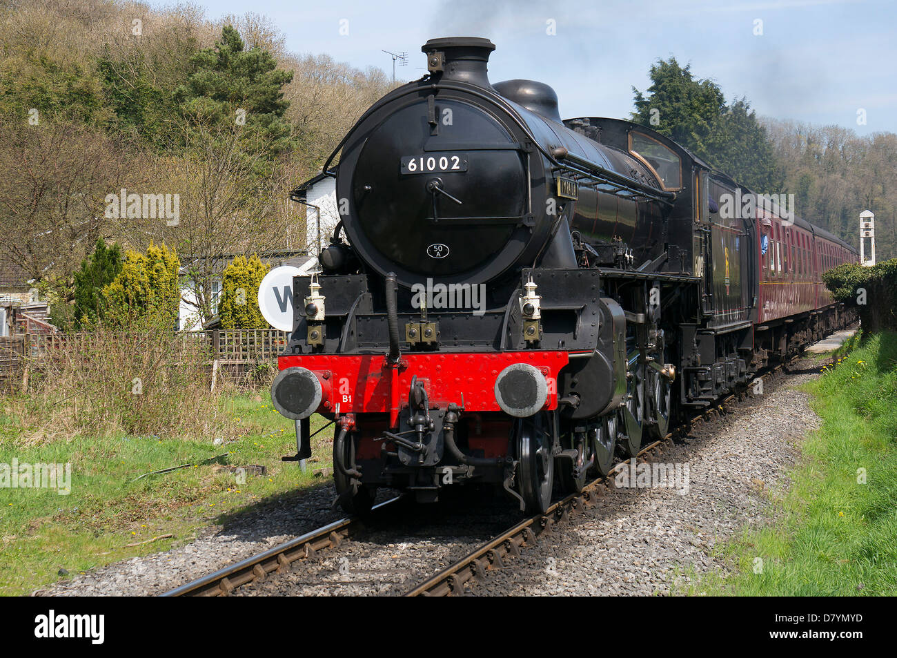 Steam Train departing with passenger service on heritage line Stock ...