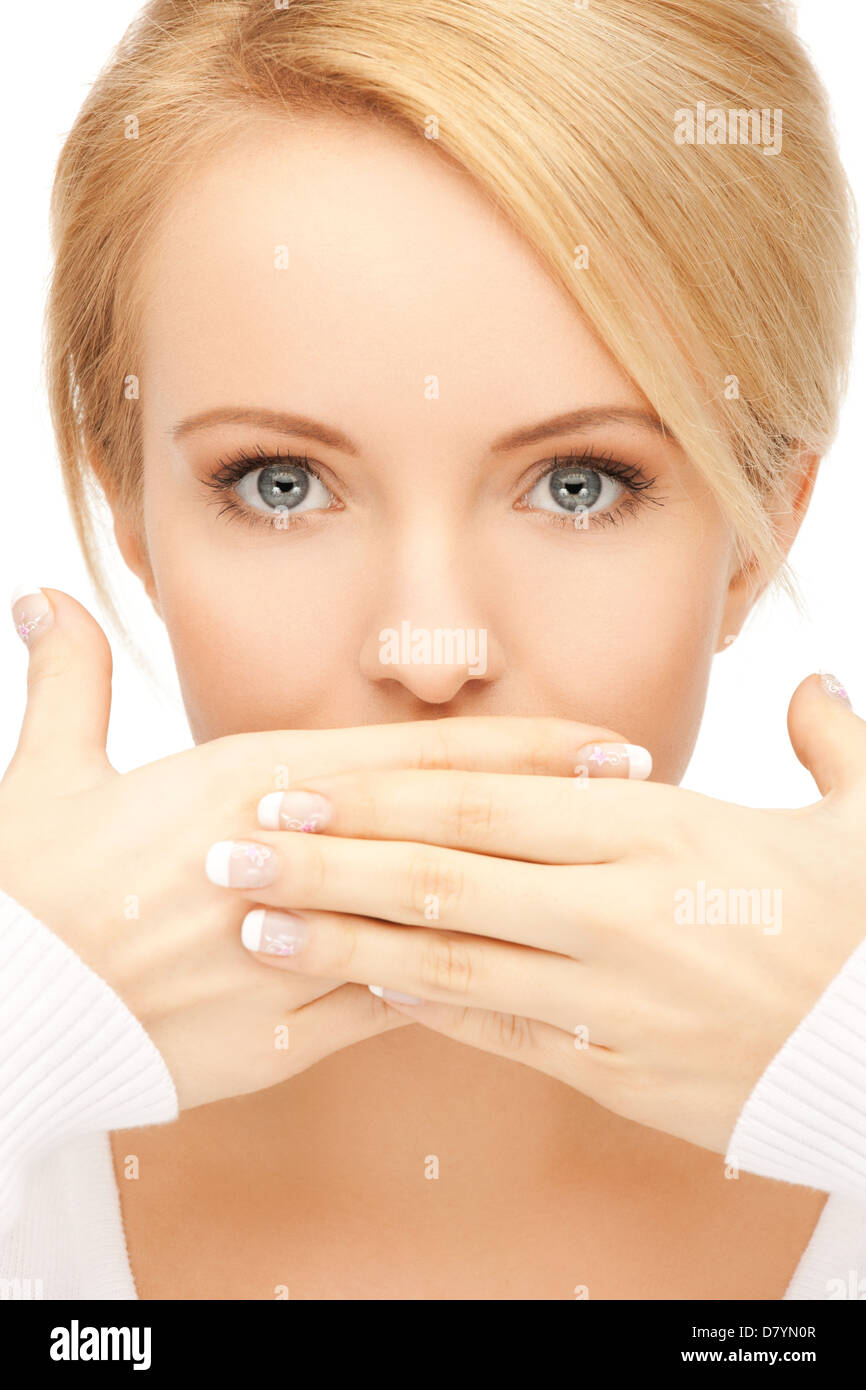 Woman hand over mouth sick hi-res stock photography and images - Alamy