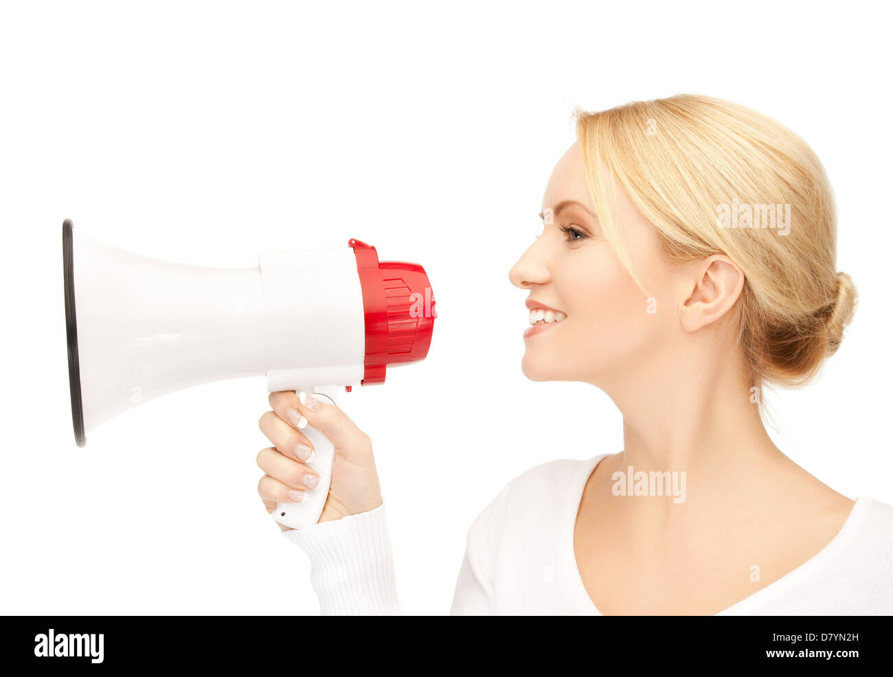 woman with megaphone Stock Photo - Alamy
