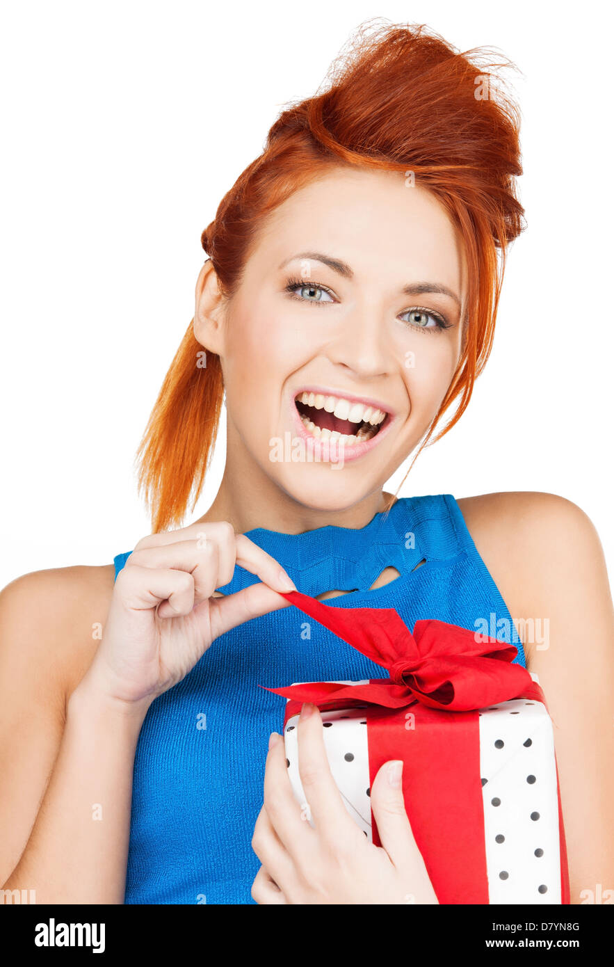 girl with gift box Stock Photo - Alamy
