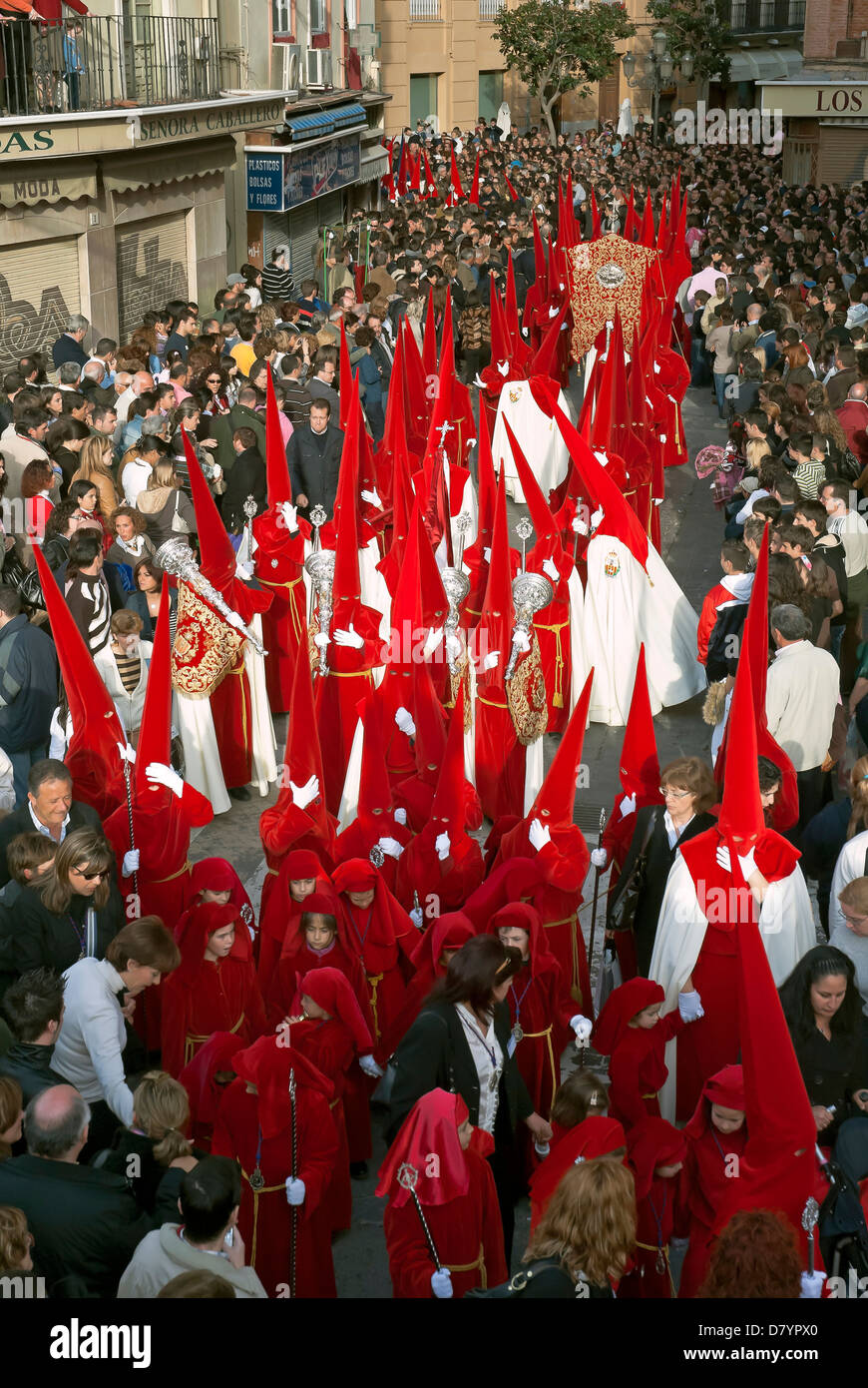 Holy Week, Brotherhood of the Last Supper -penitents, Malaga, Region of ...