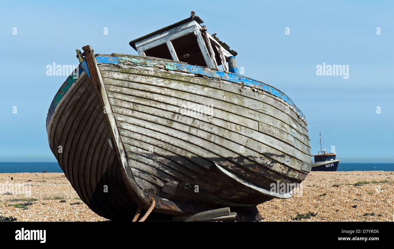 Old Fishing Boat on the beach at Dungeness Stock Photo - Alamy