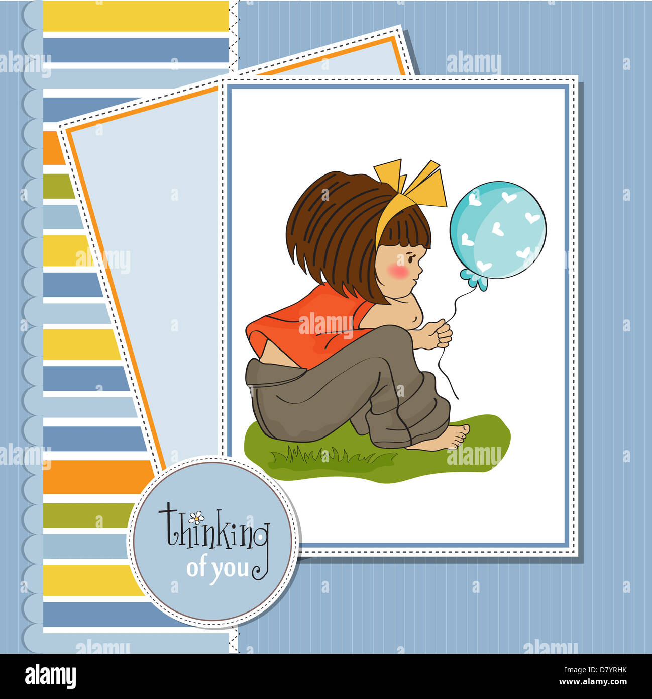 pretty young girl sitting, vector illustration Stock Photo - Alamy